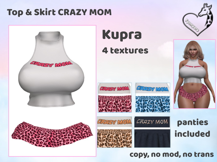 Second Life Marketplace - Kupra crazy mom top&skirt